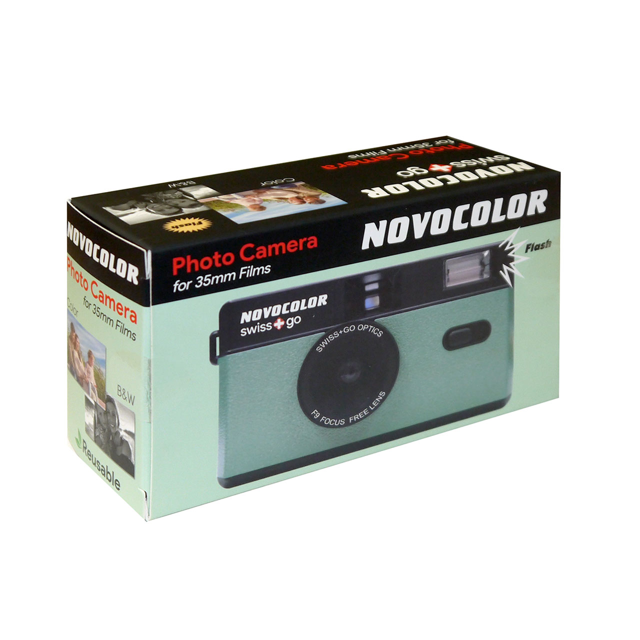 Swiss+Go Novocolor Cámara Analógica 35mm Reusable Flash + funda y ...